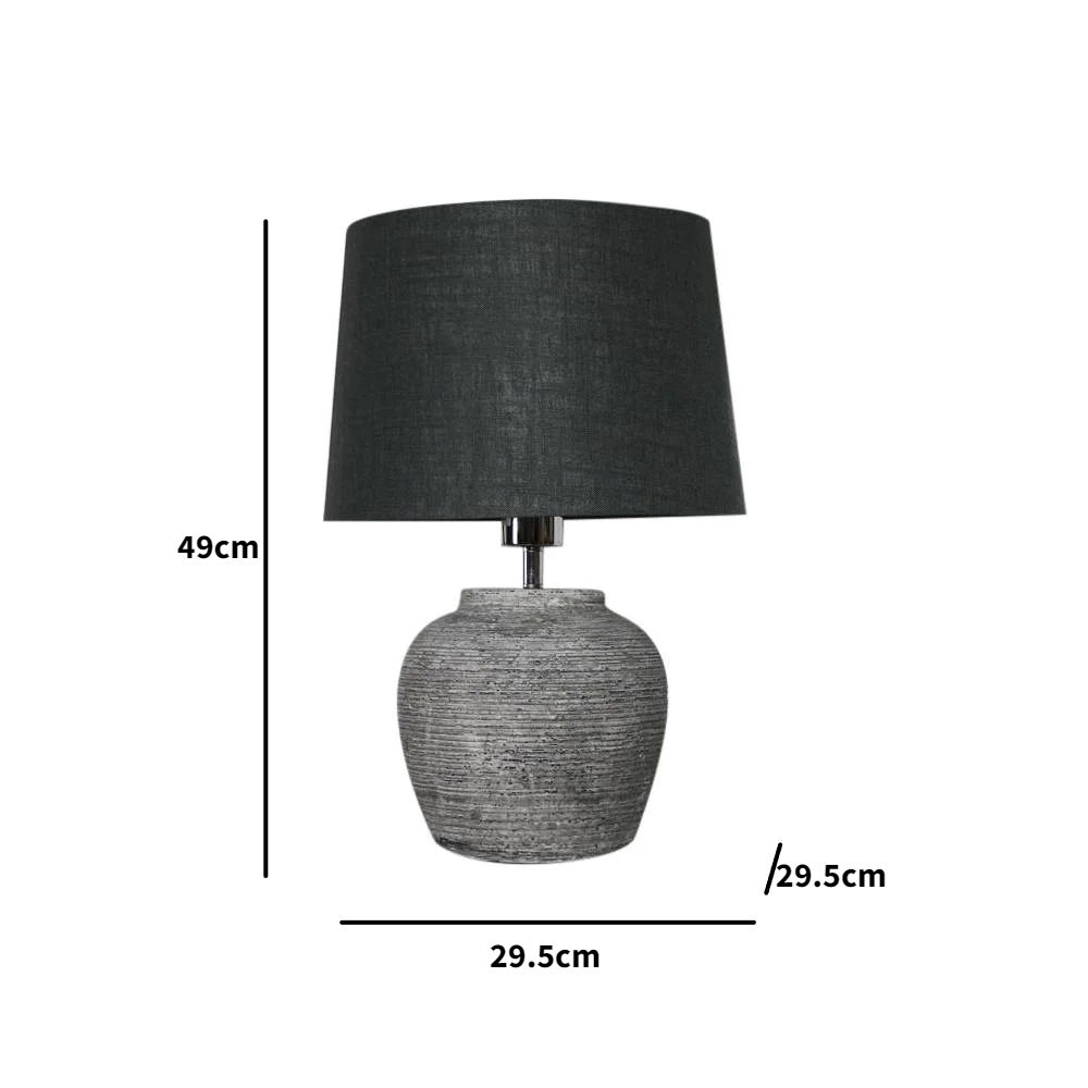 Rustic Grey Stone Round Table Lamp