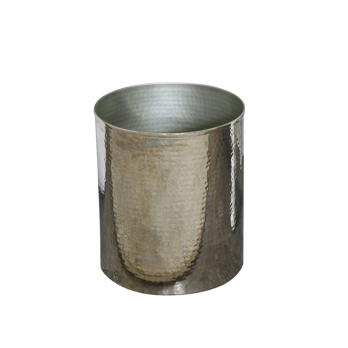 Metal Hammered Silver Storage Waste Bin