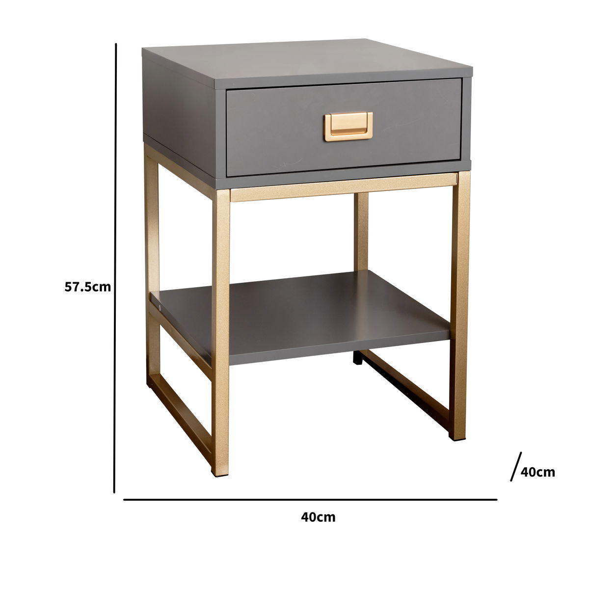 One Drawer Bedside Table - Elle Slate Range | Melody Maison