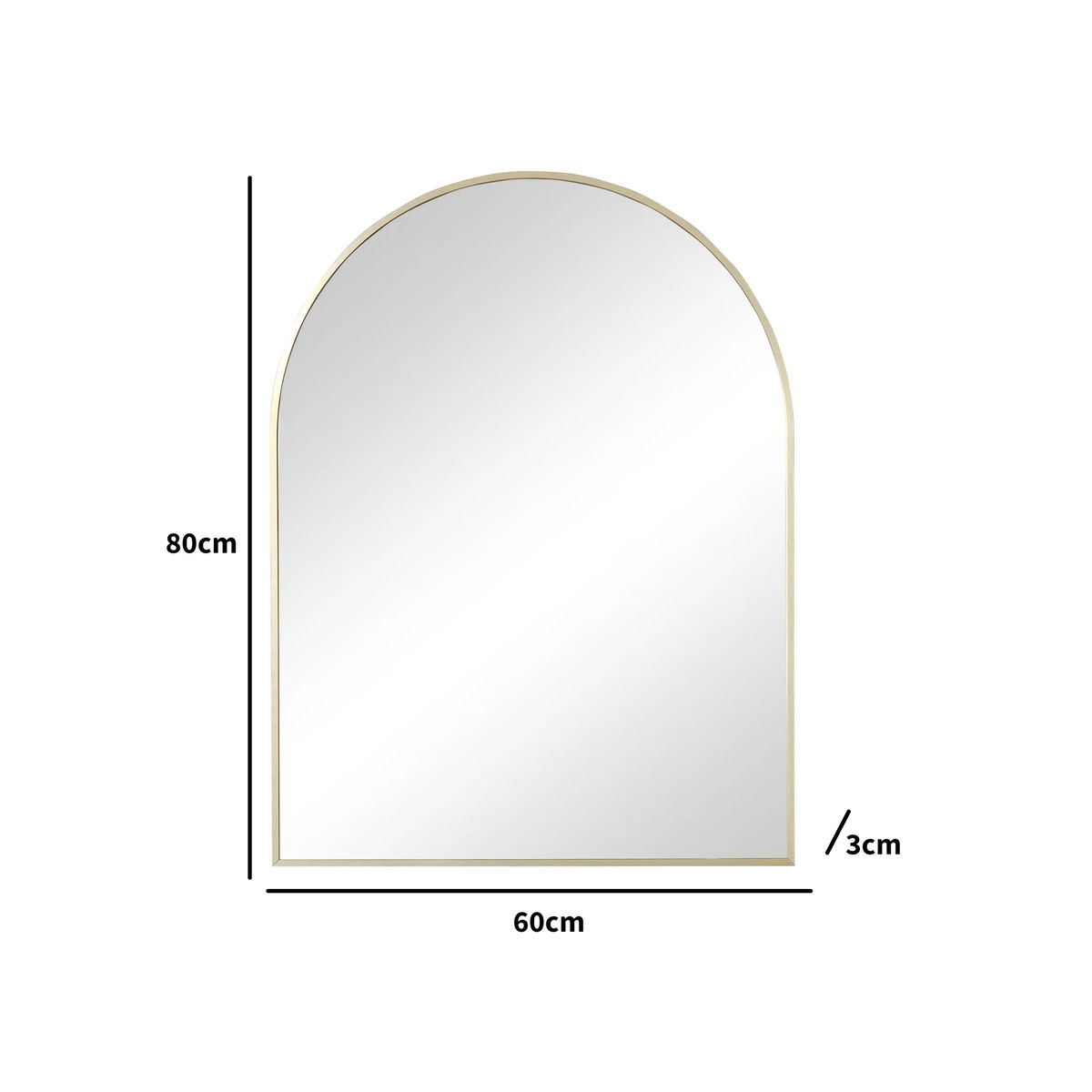 Gold Arched Wall Mirror 80cm x 60cm