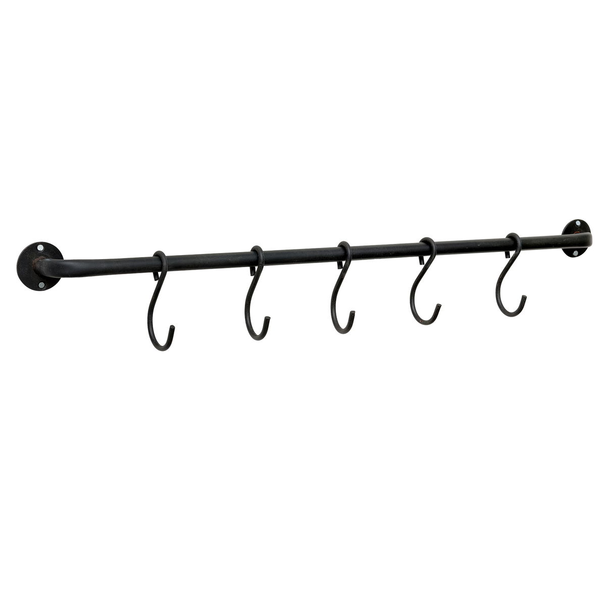 Black Industrial Wall Mounted Rail with 5 Storage Hooks | Melody Maison