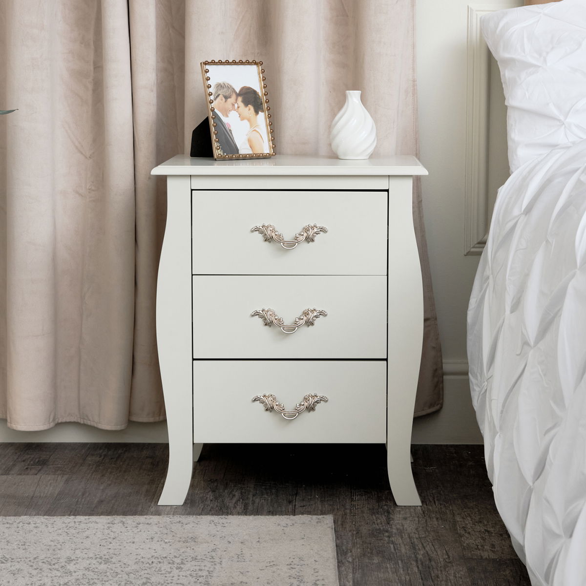 3 Drawer Bedside Table - Elizabeth Ivory Range | Melody Maison