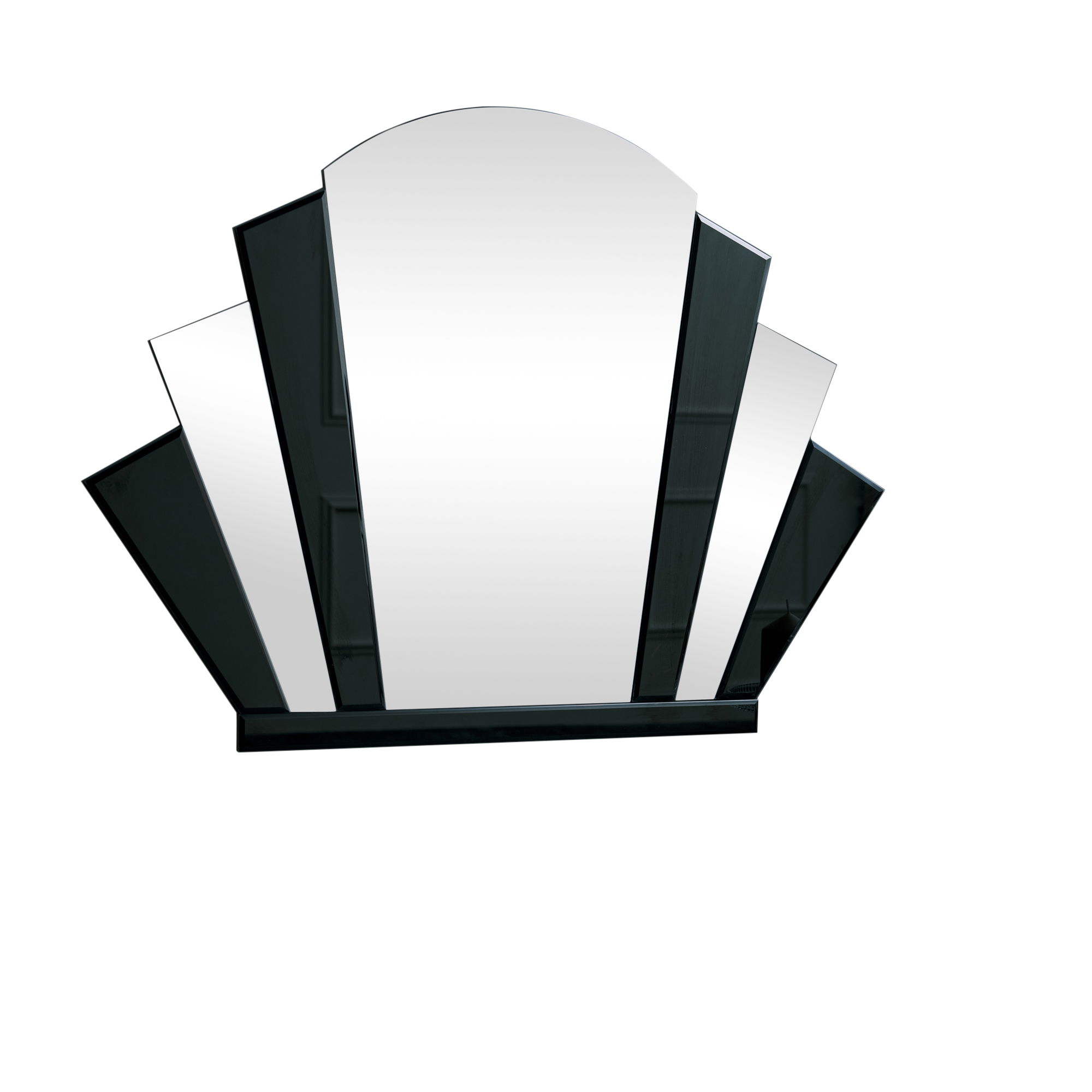 Black Glass Art Deco Arch Fan Wall Mirror 80cm x 60cm