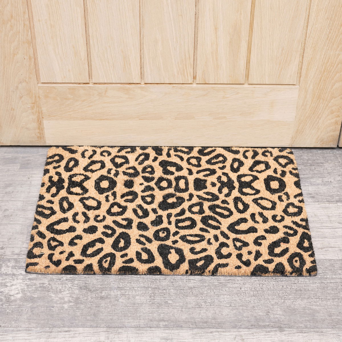 Black & White Leopard Print Coir Door Mat
