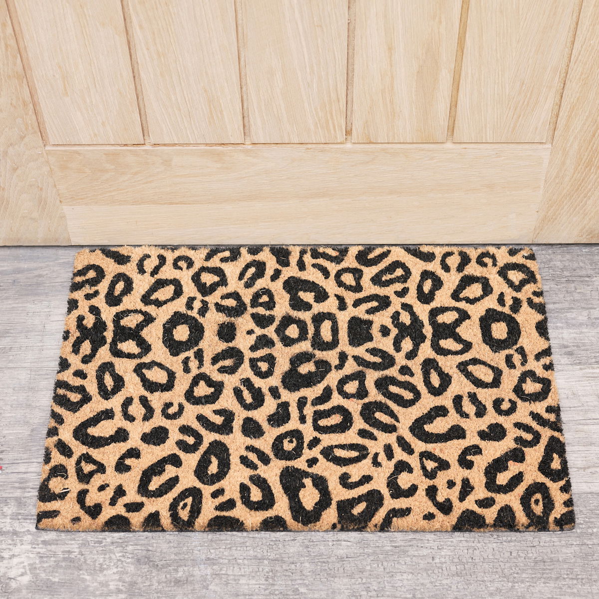 Black & White Leopard Print Coir Door Mat