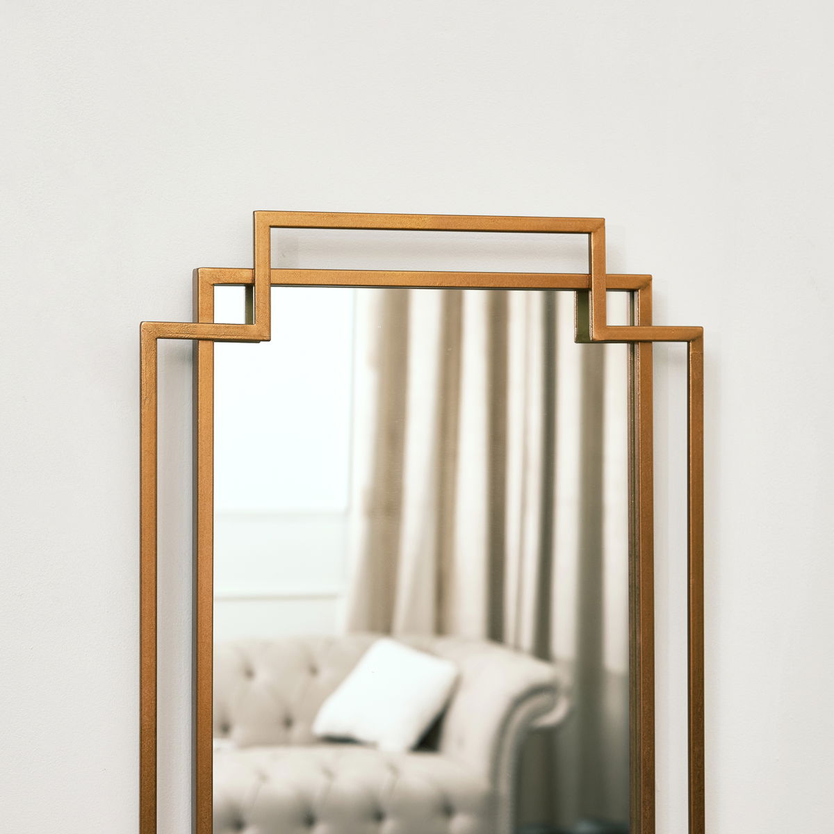 Copper Art Deco Wall Mirror 142cm x 47cm