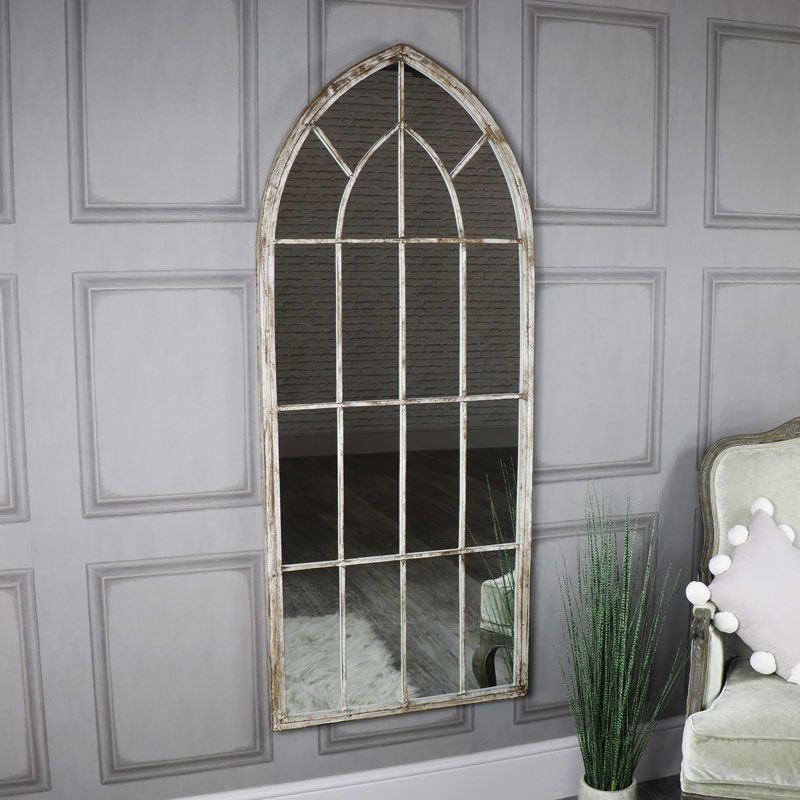 Large Rustic Arched Window Mirror