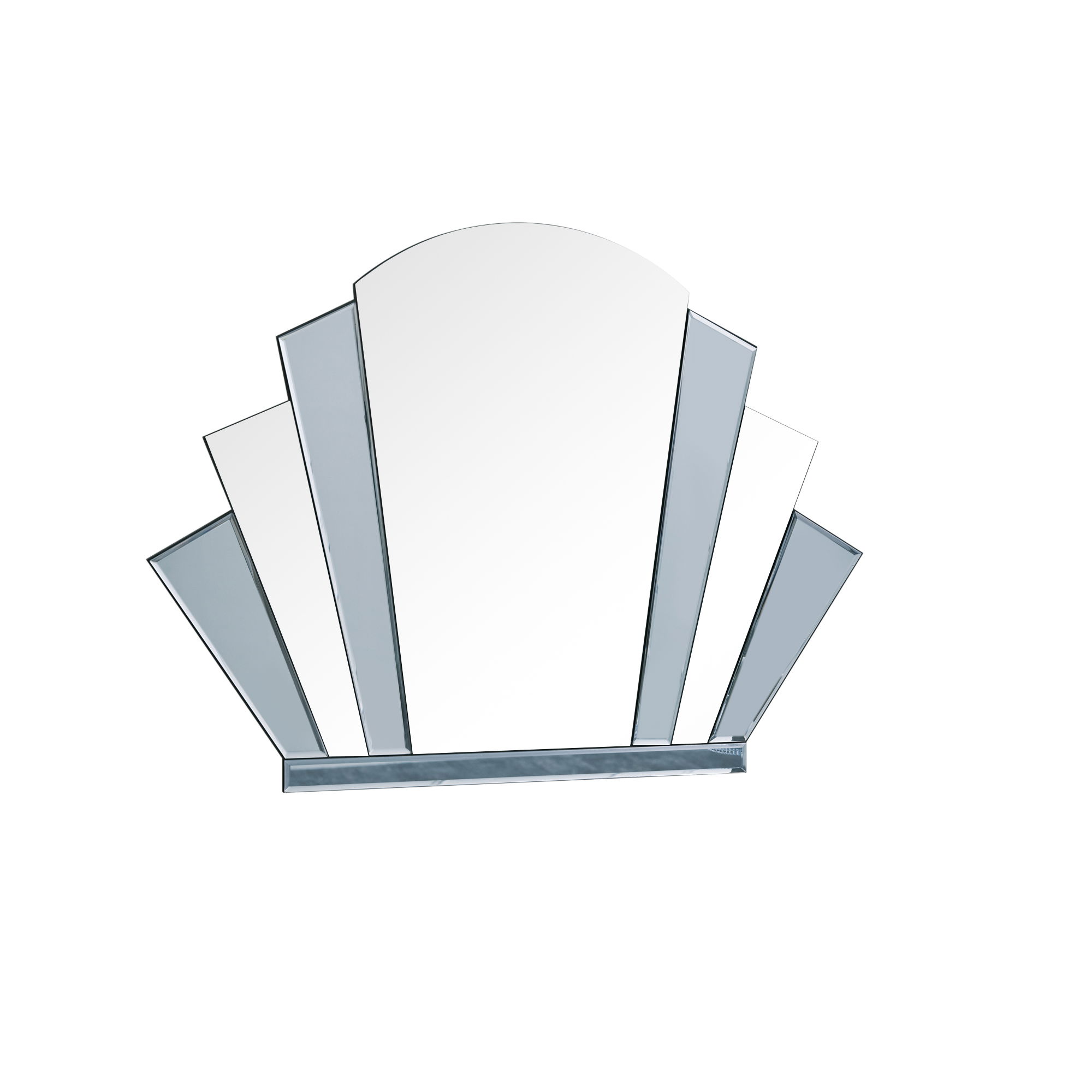Grey Glass Art Deco Arch Fan Wall Mirror 80cm x 60cm