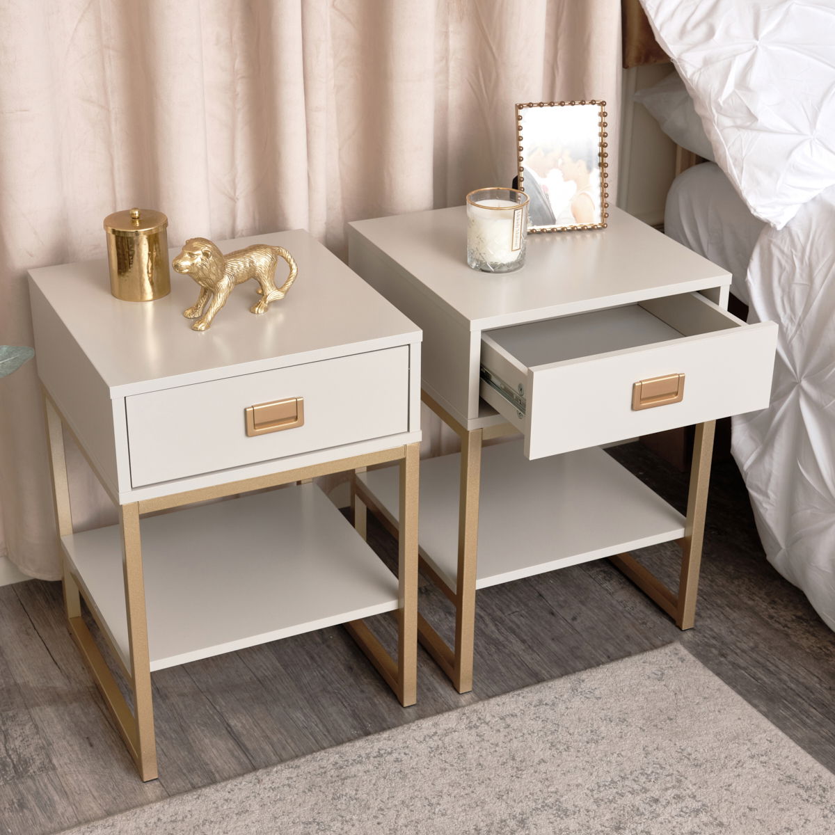 Large 3 Drawer Chest of Drawers and Pair of Bedside Tables - Elle Stone ...