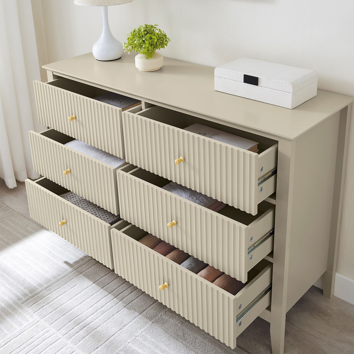 Large 6 Drawer Chest of Drawers - Hales Taupe Range | Melody Maison