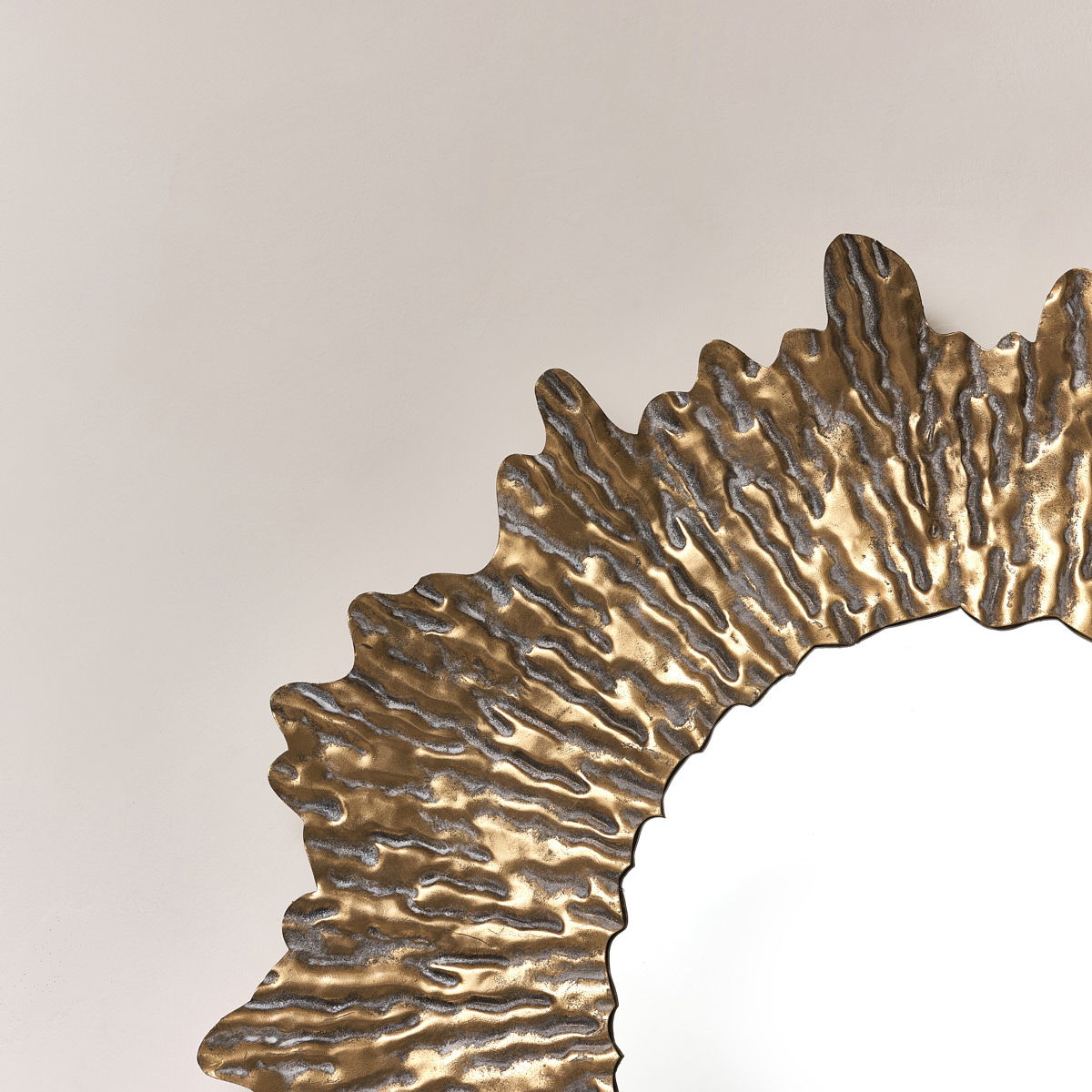 Large Antique Gold Round Sunburst Mirror - 74cm x 74cm | Melody Maison