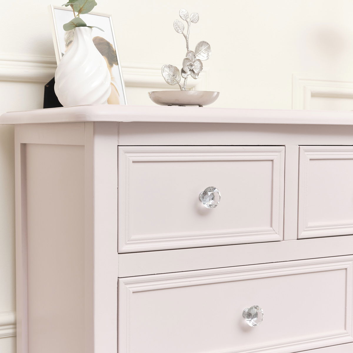 Large Pink 6 Drawer Chest of Drawers - Victoria Pink Range | Melody Maison