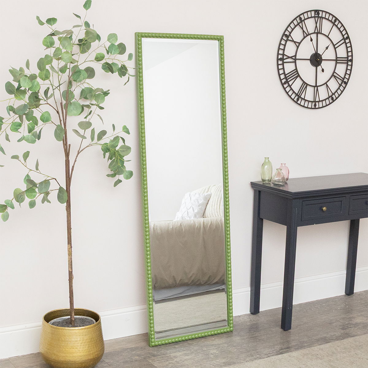 Large Rectangle Olive Green Bobbin Bobble Wall Mirror 168cm x 54cm ...