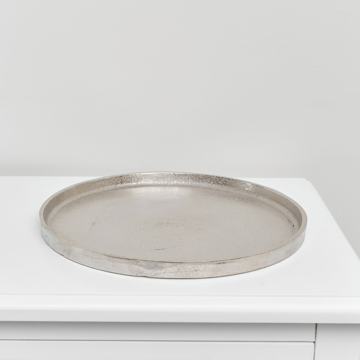 Large Round Silver Metal Tray - 30.5cm | Melody Maison