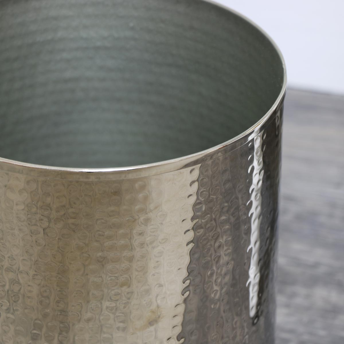 Metal Hammered Silver Storage Waste Bin