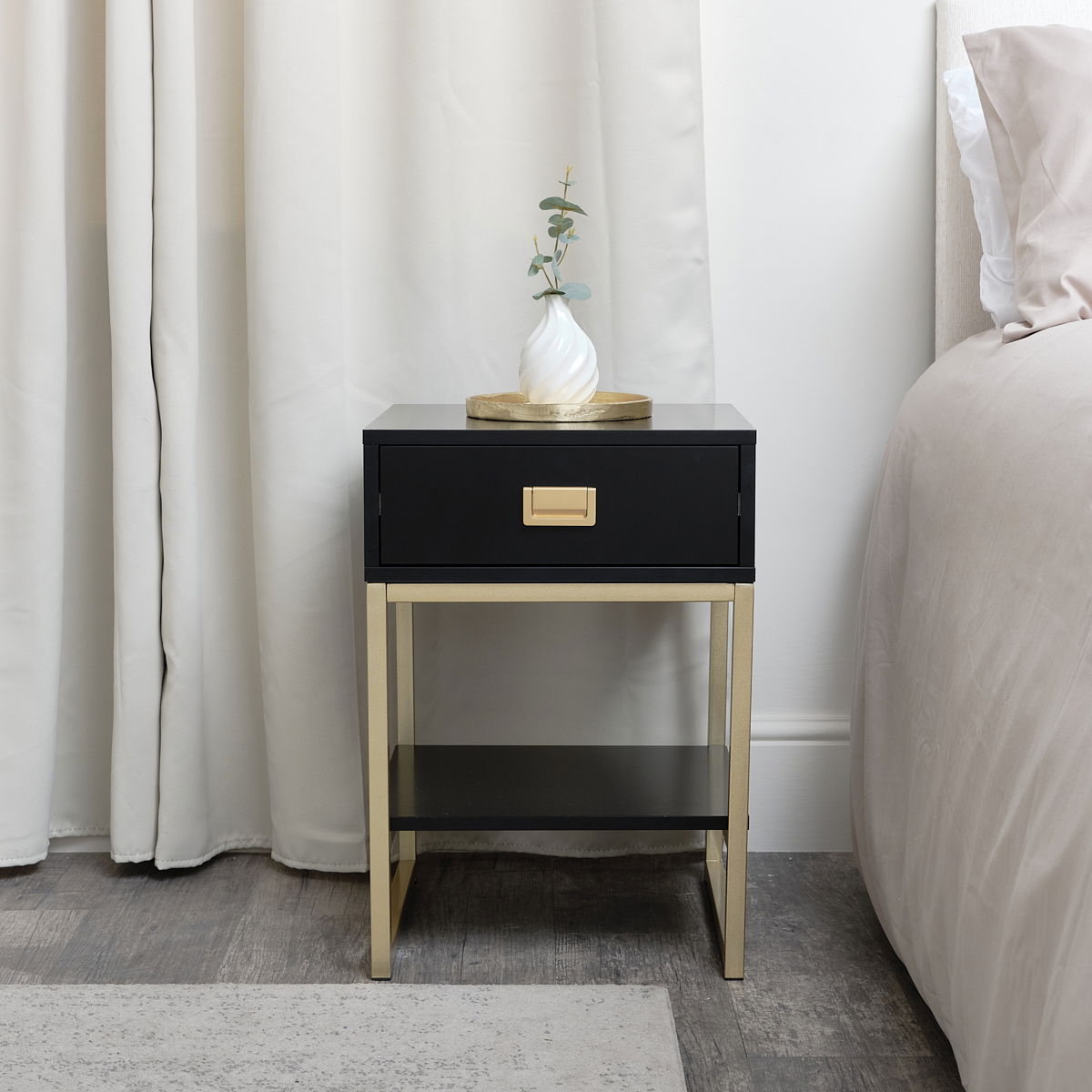 One Drawer Bedside Table - Elle Black Range | Melody Maison