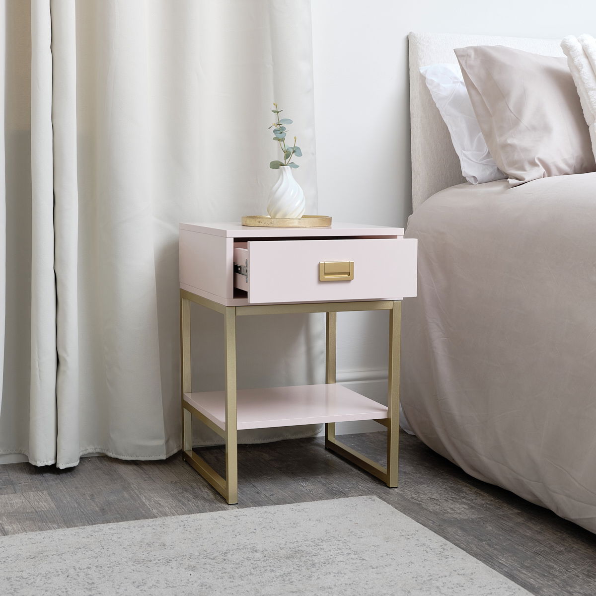 One Drawer Bedside Table - Elle Pink Range | Melody Maison