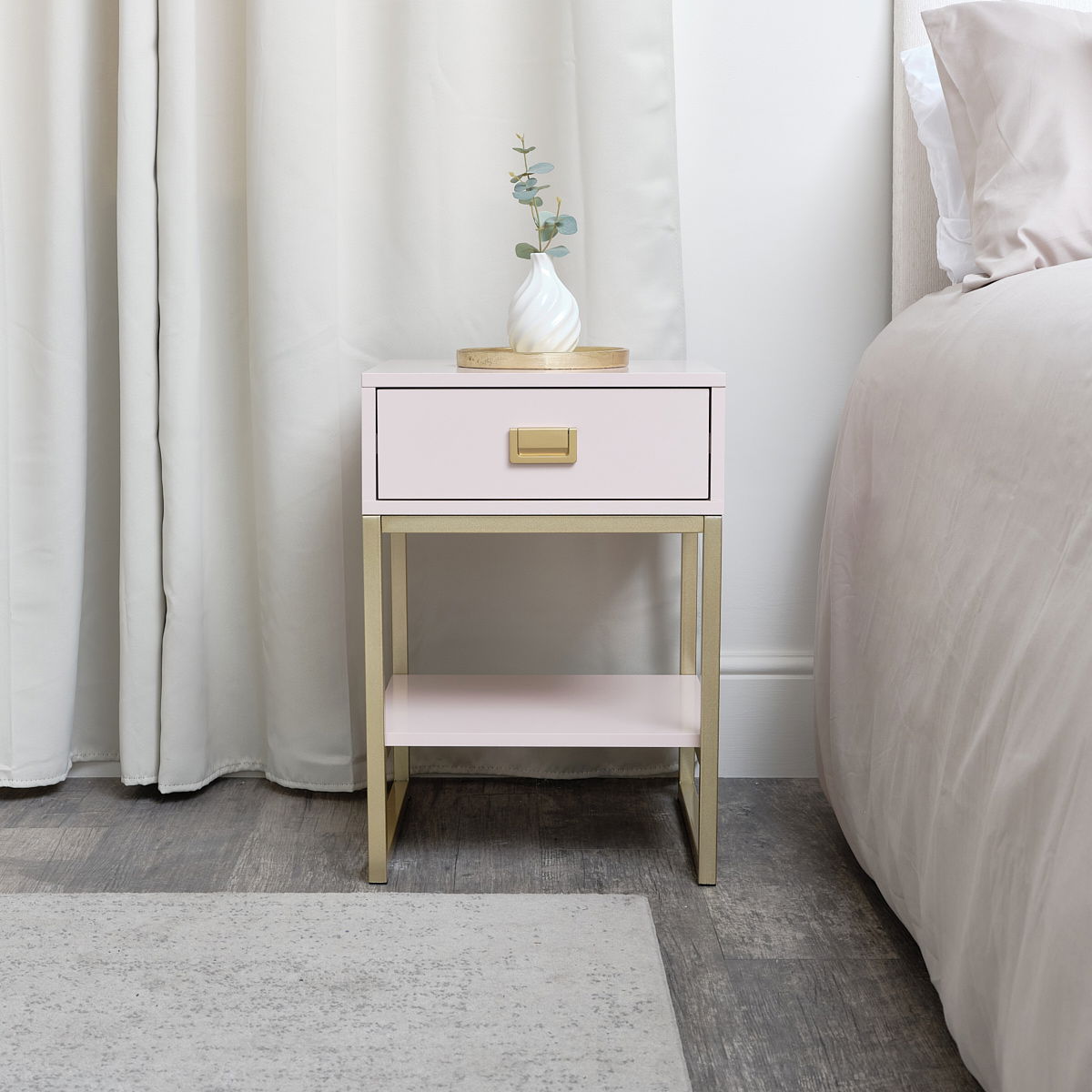 One Drawer Bedside Table - Elle Pink Range | Melody Maison
