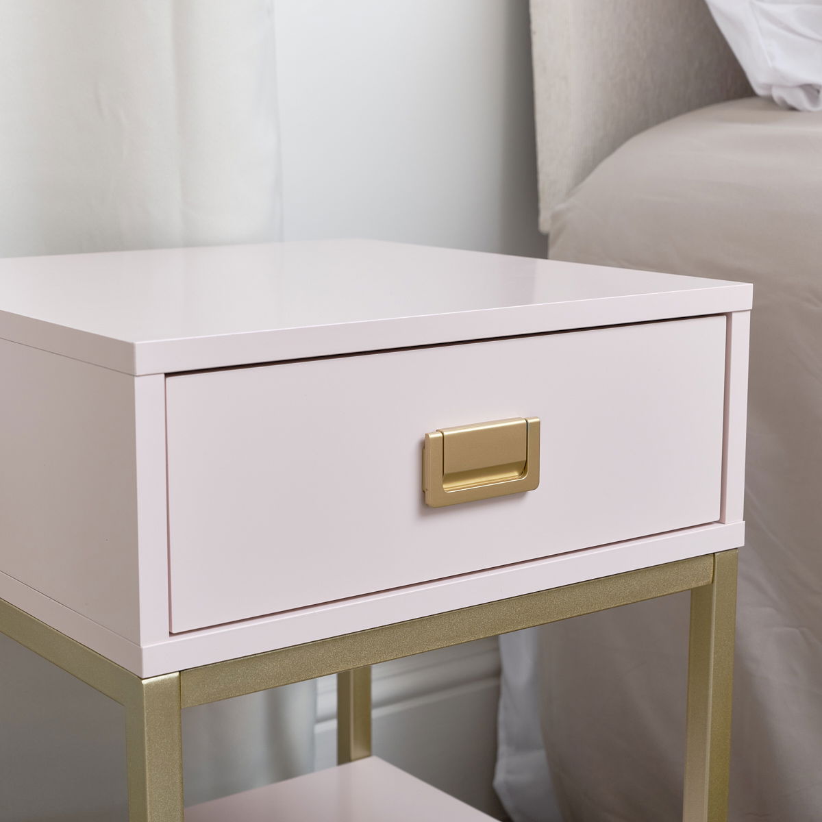 One Drawer Bedside Table - Elle Pink Range | Melody Maison