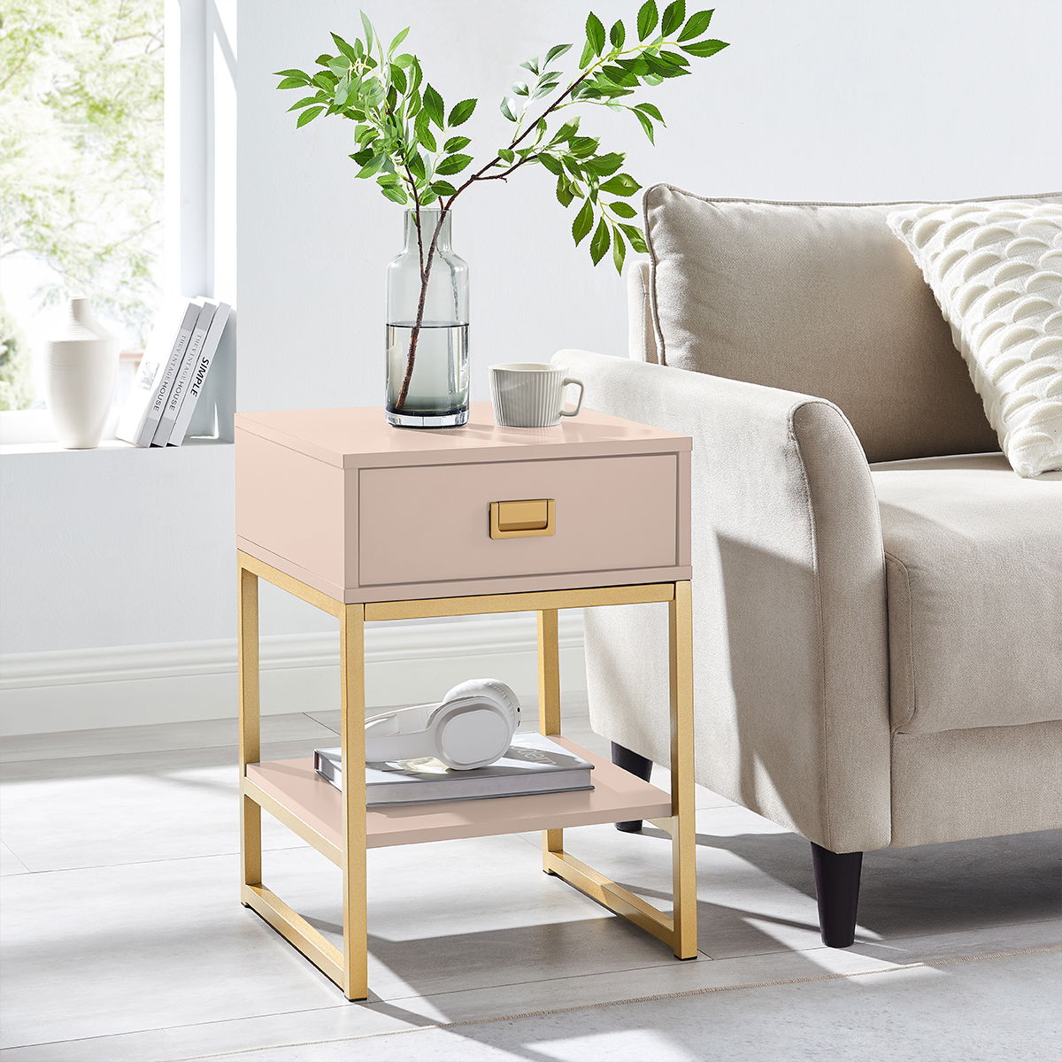 One Drawer Bedside Table - Elle Pink Range | Melody Maison