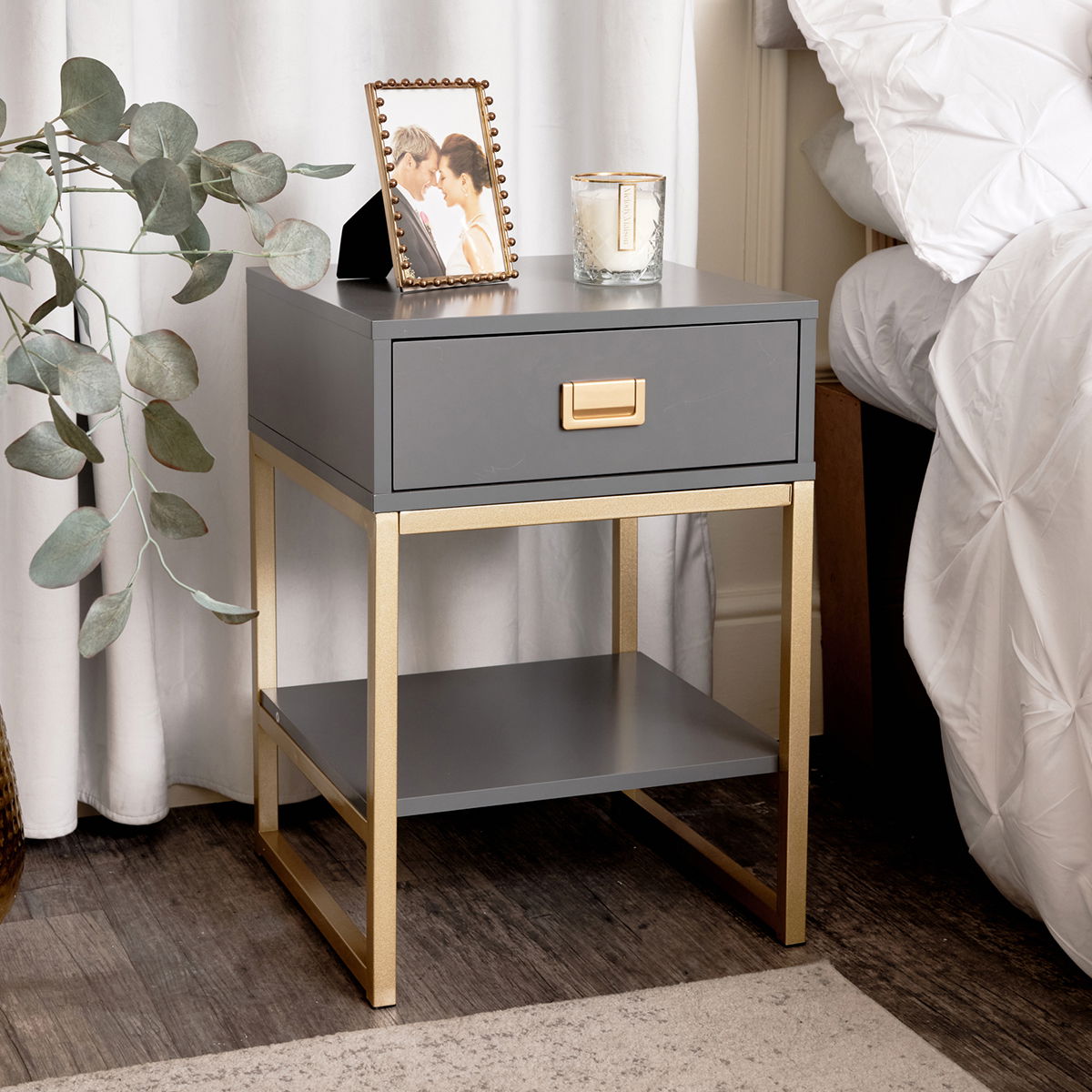 One Drawer Bedside Table - Elle Slate Range | Melody Maison