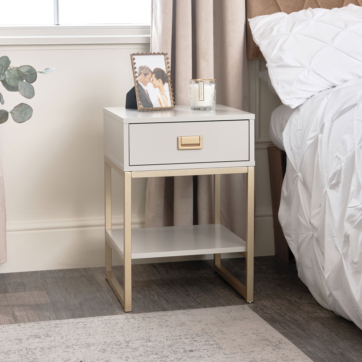 One Drawer Bedside Table - Elle Stone Range | Melody Maison