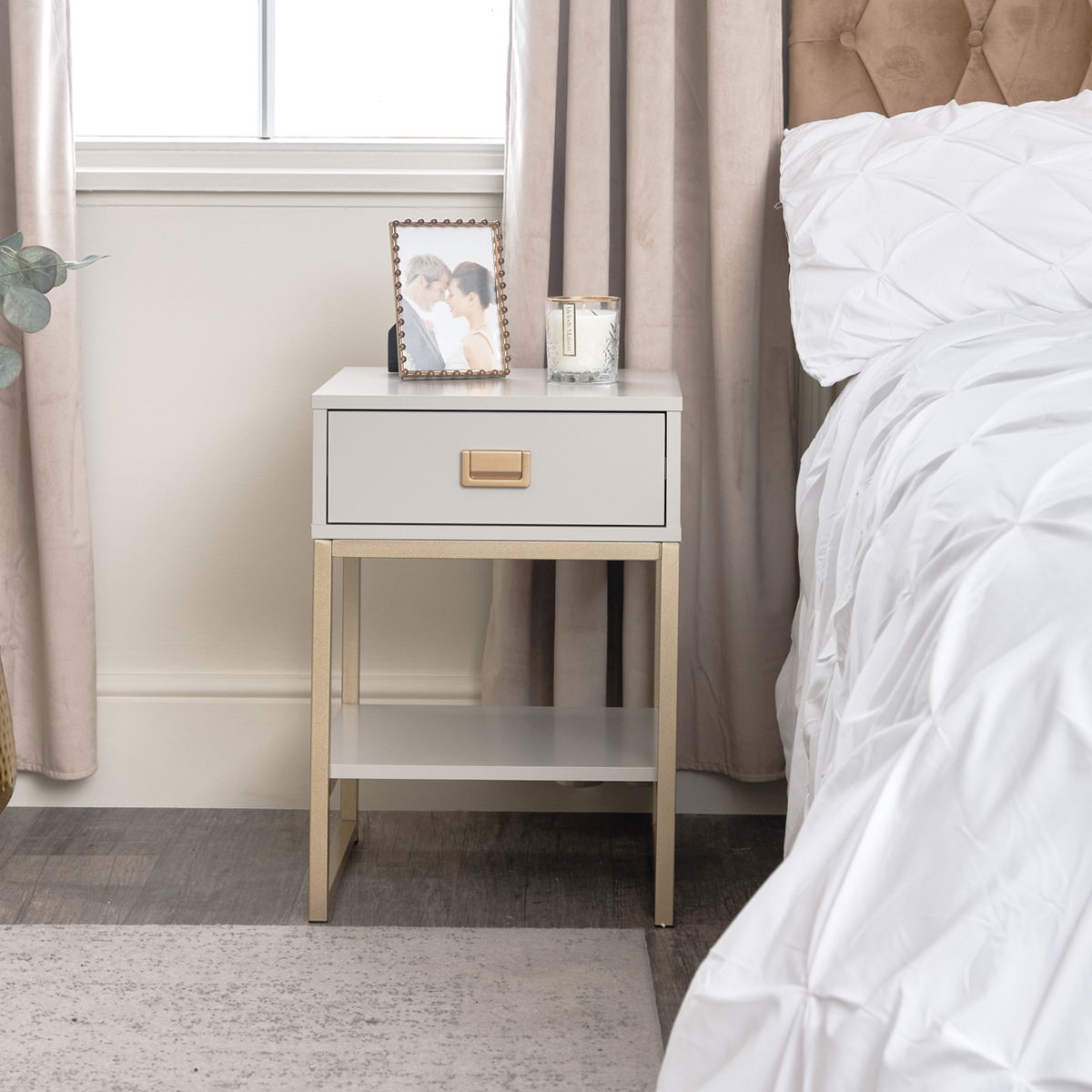 One Drawer Bedside Table - Elle Stone Range | Melody Maison