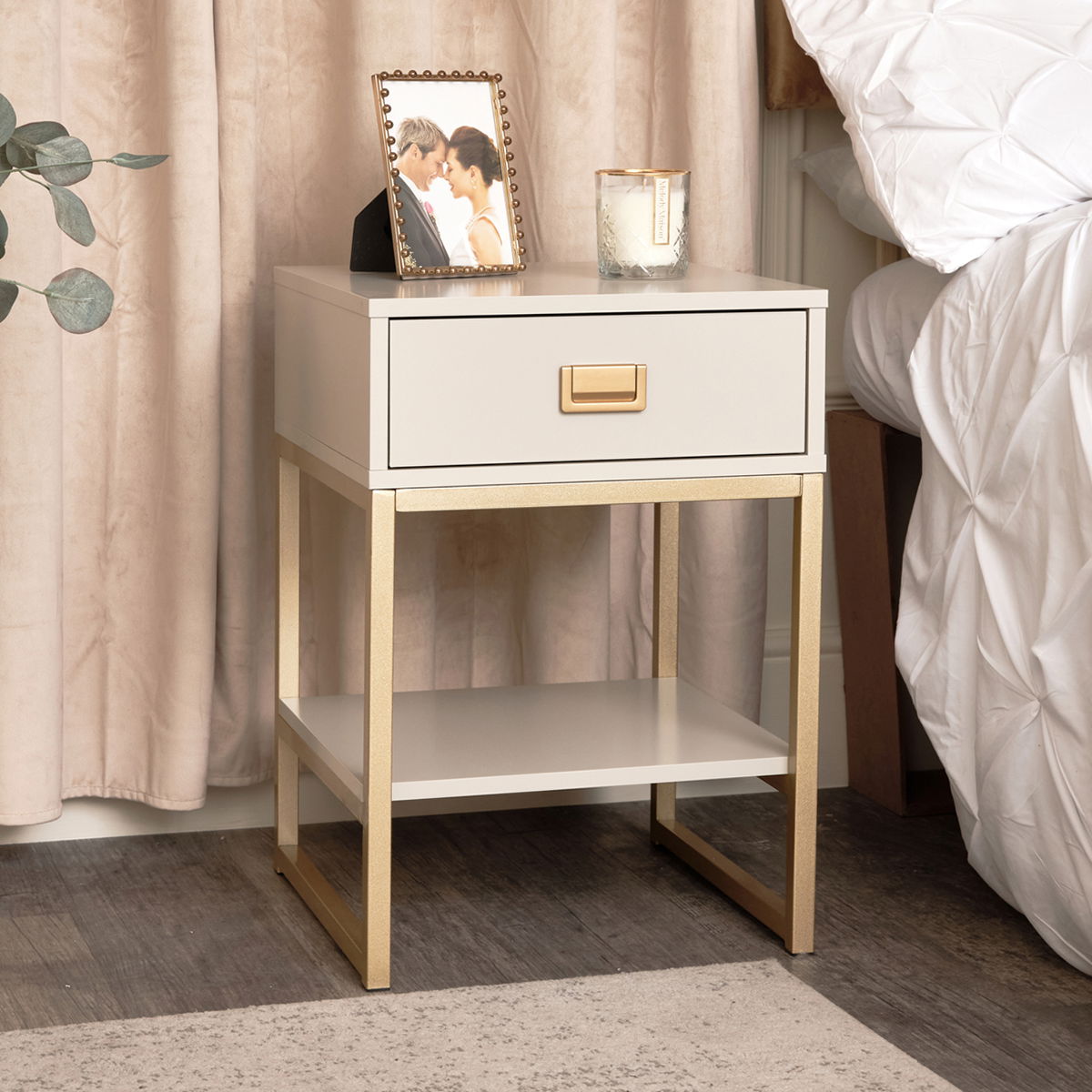 One Drawer Bedside Table - Elle Stone Range | Melody Maison