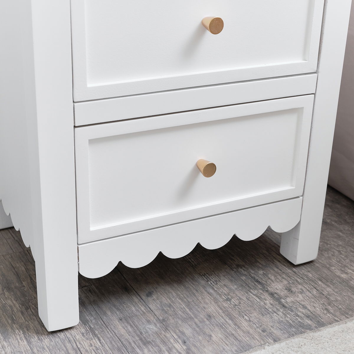 Pair of Scalloped 3 Drawer Bedside Tables - Staunton White Range