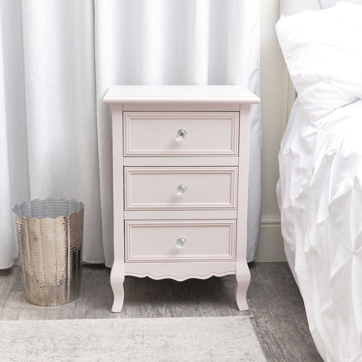 Pink 3 Drawer Bedside Table - Victoria Pink Range | Melody Maison