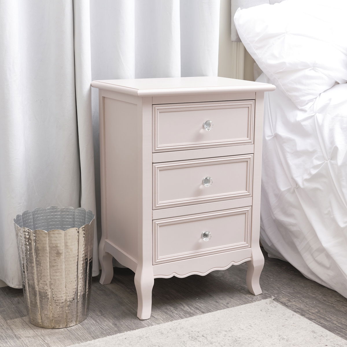 Pink 3 Drawer Bedside Table - Victoria Pink Range | Melody Maison