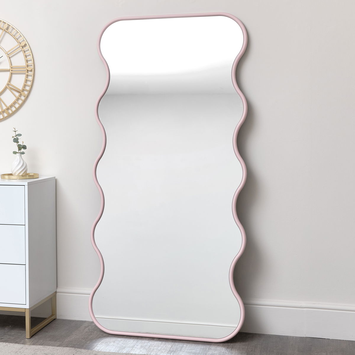 Pink Full Length Wave Mirror - 163cm x 80cm | Melody Maison