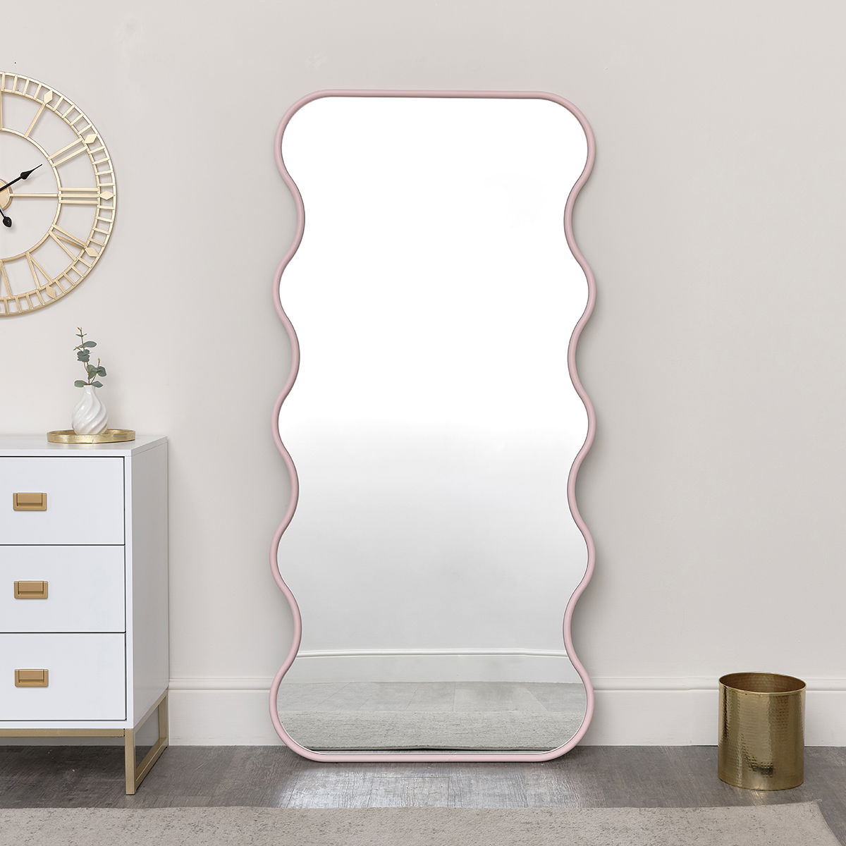 Pink Full Length Wave Mirror - 163cm x 80cm | Melody Maison