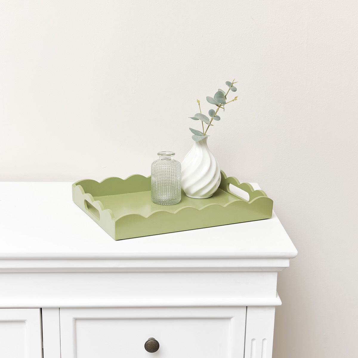 Rectangle Olive Green Scalloped Tray | Melody Maison