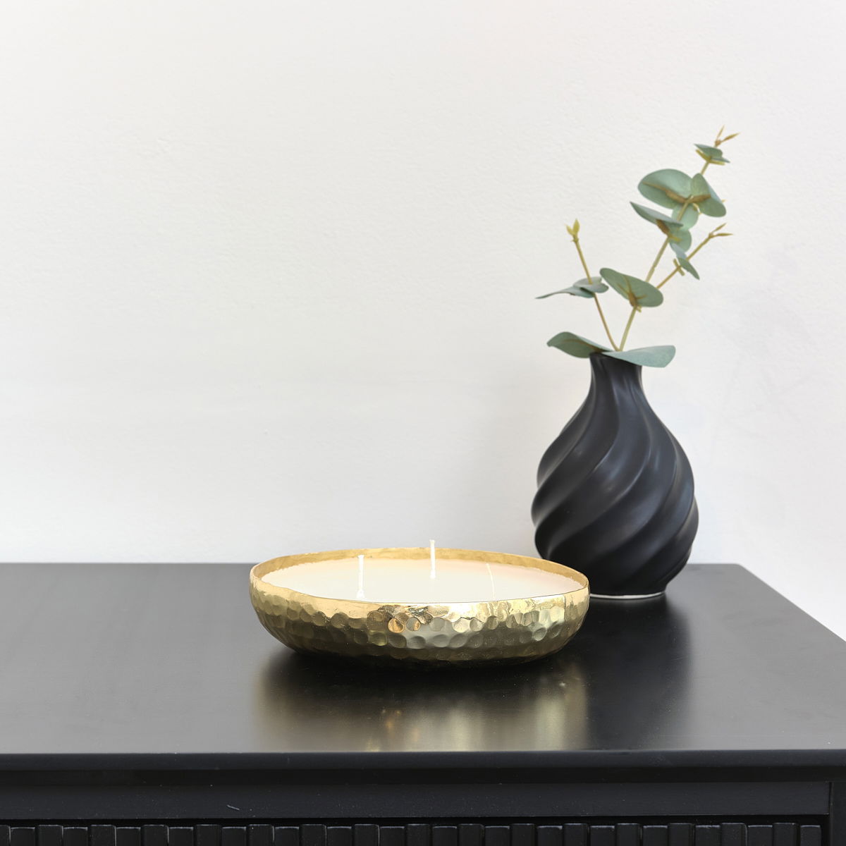 Round Hammered Gold 3 Wick Candle Pot | Melody Maison