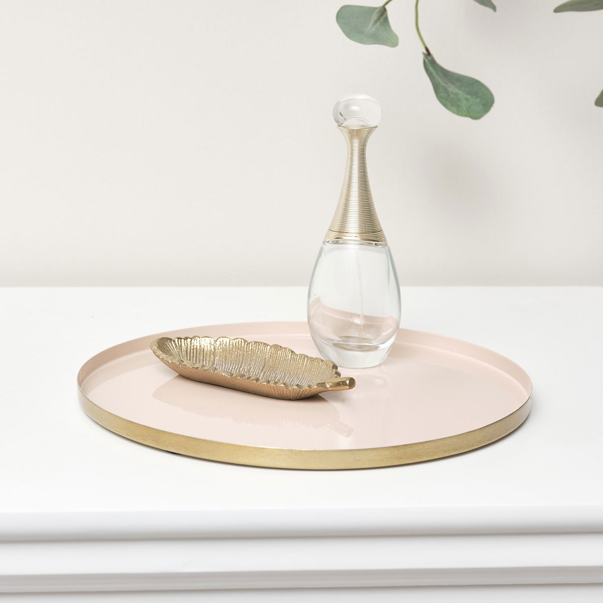 Round Metal Gold & Pink Tray | Melody Maison