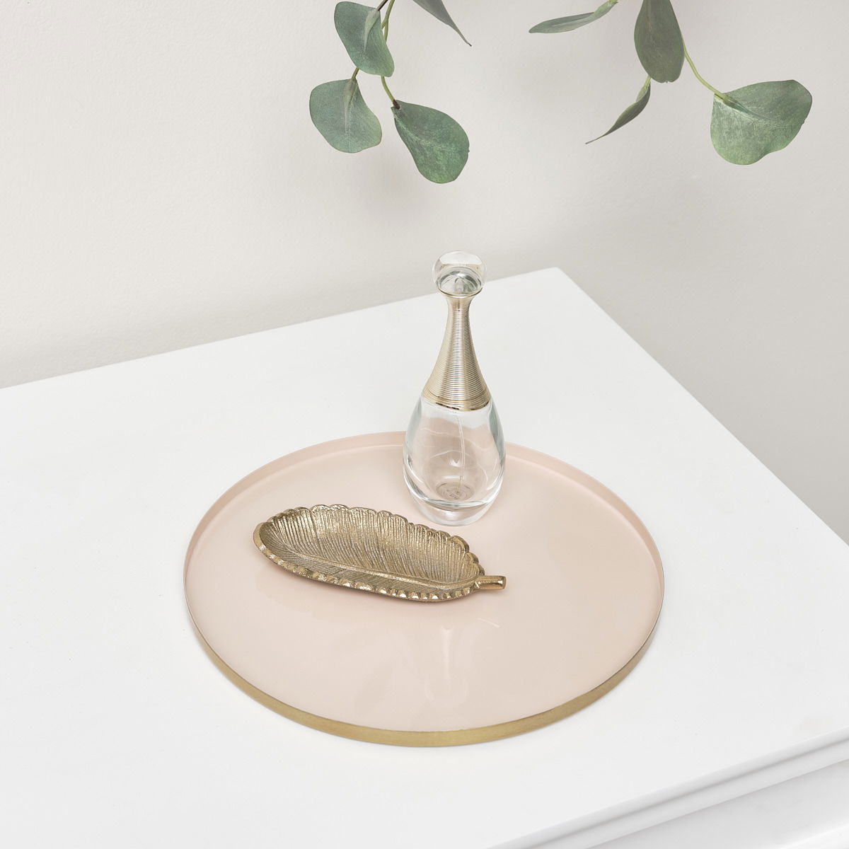 Round Metal Gold & Pink Tray | Melody Maison