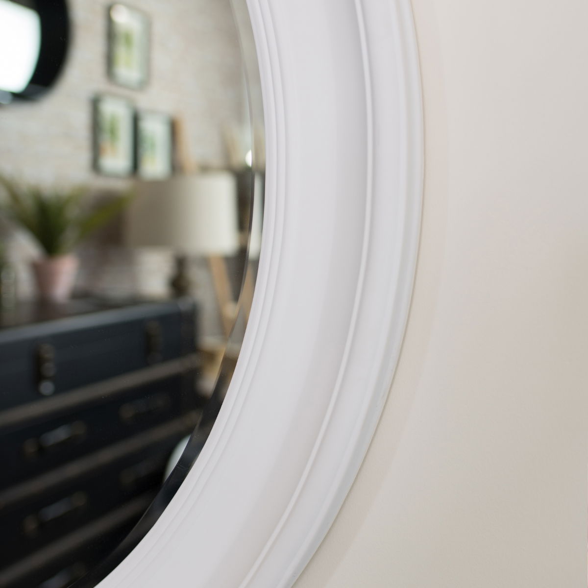 Round Vintage White Wall Mirror 60cm x 60cm