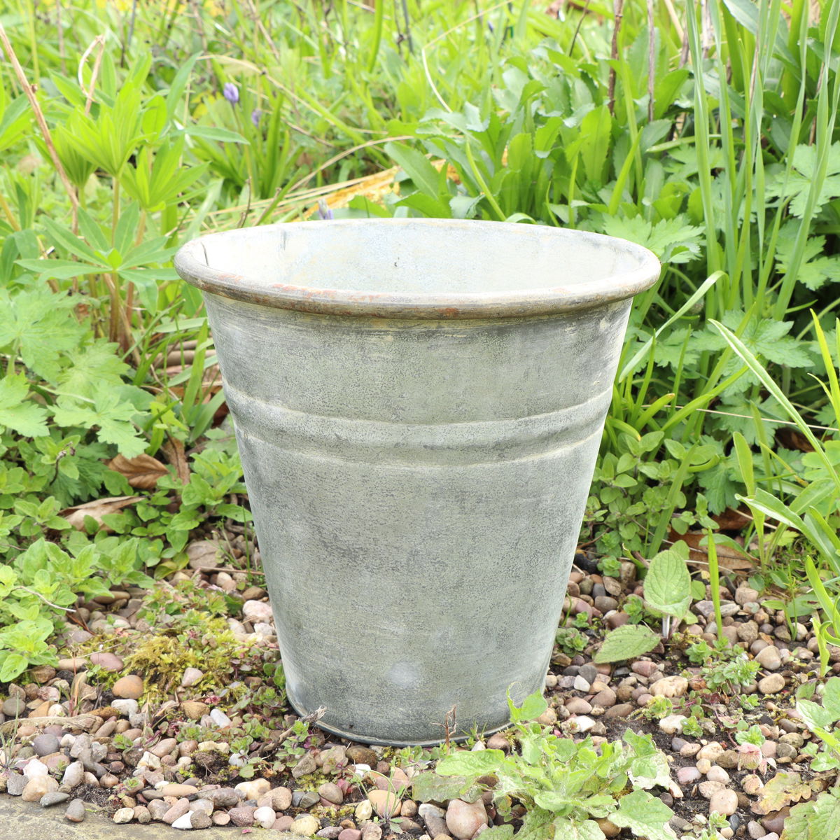 Rustic Grey Metal Bucket Planter Pot | Melody Maison