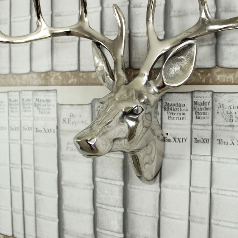 Silver Metal Stags Head with Shield