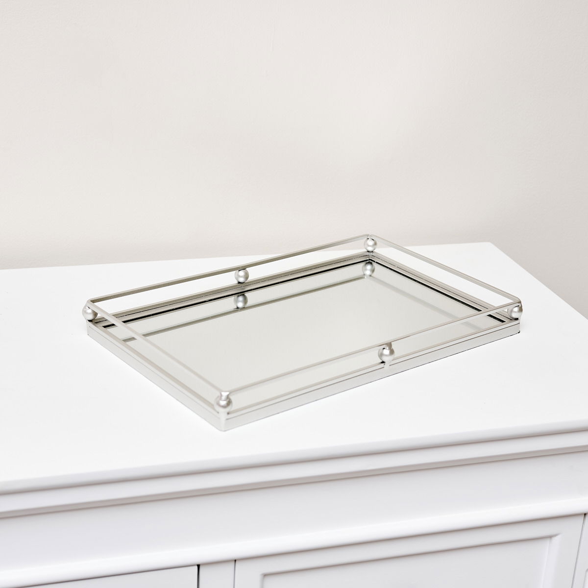 Silver Rectangle Mirrored Display Tray