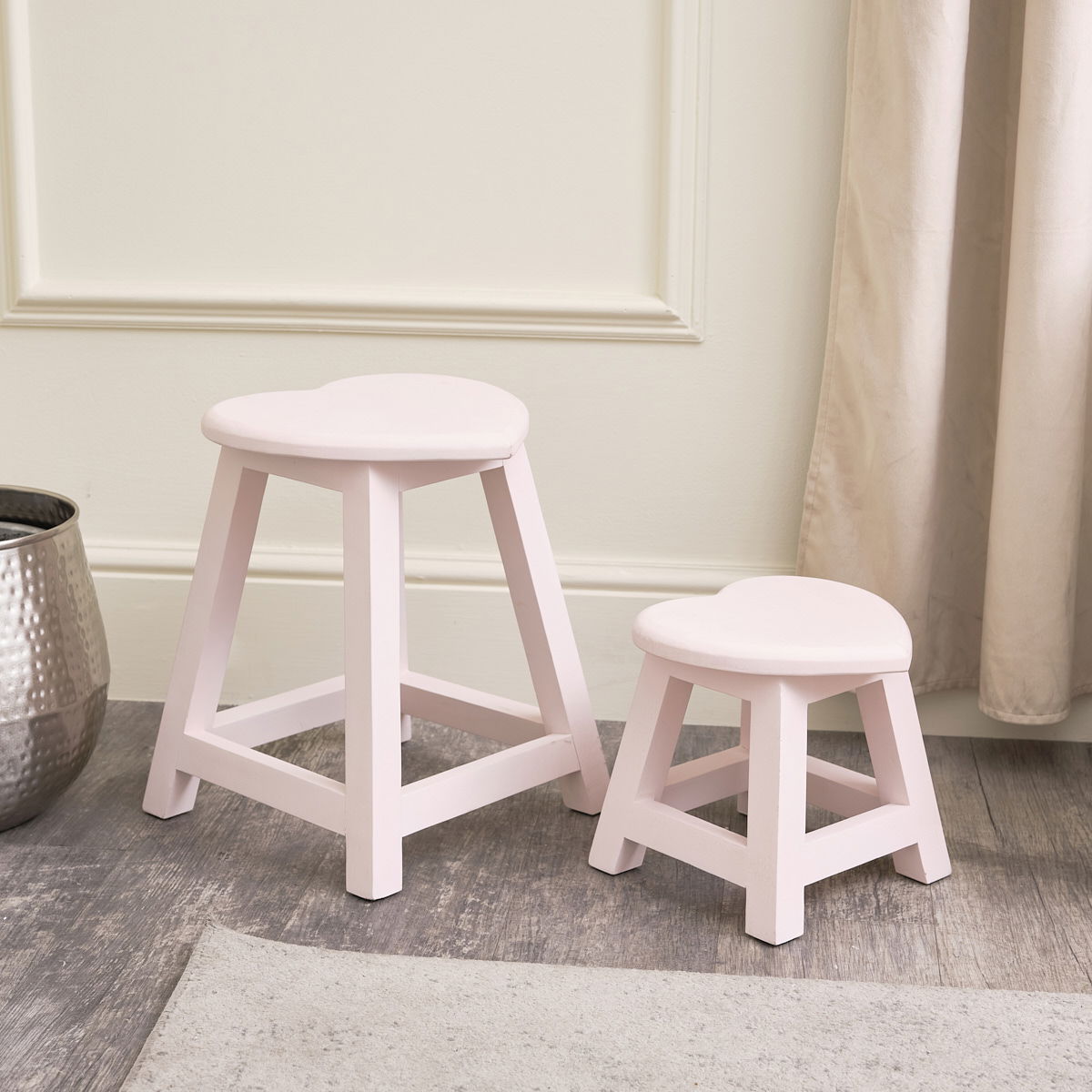 Small Pink Wooden Heart Stool | Melody Maison