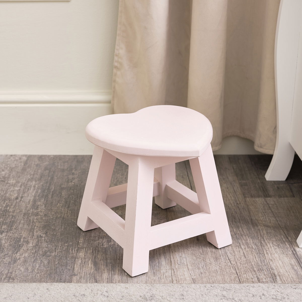 Small Pink Wooden Heart Stool | Melody Maison