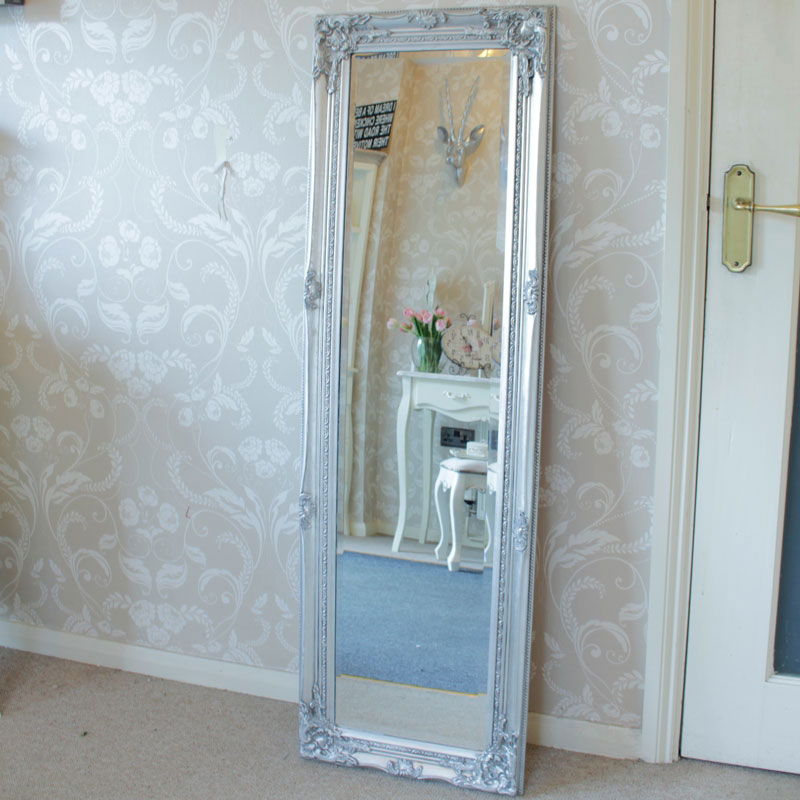 Tall Silver Slim Mirror