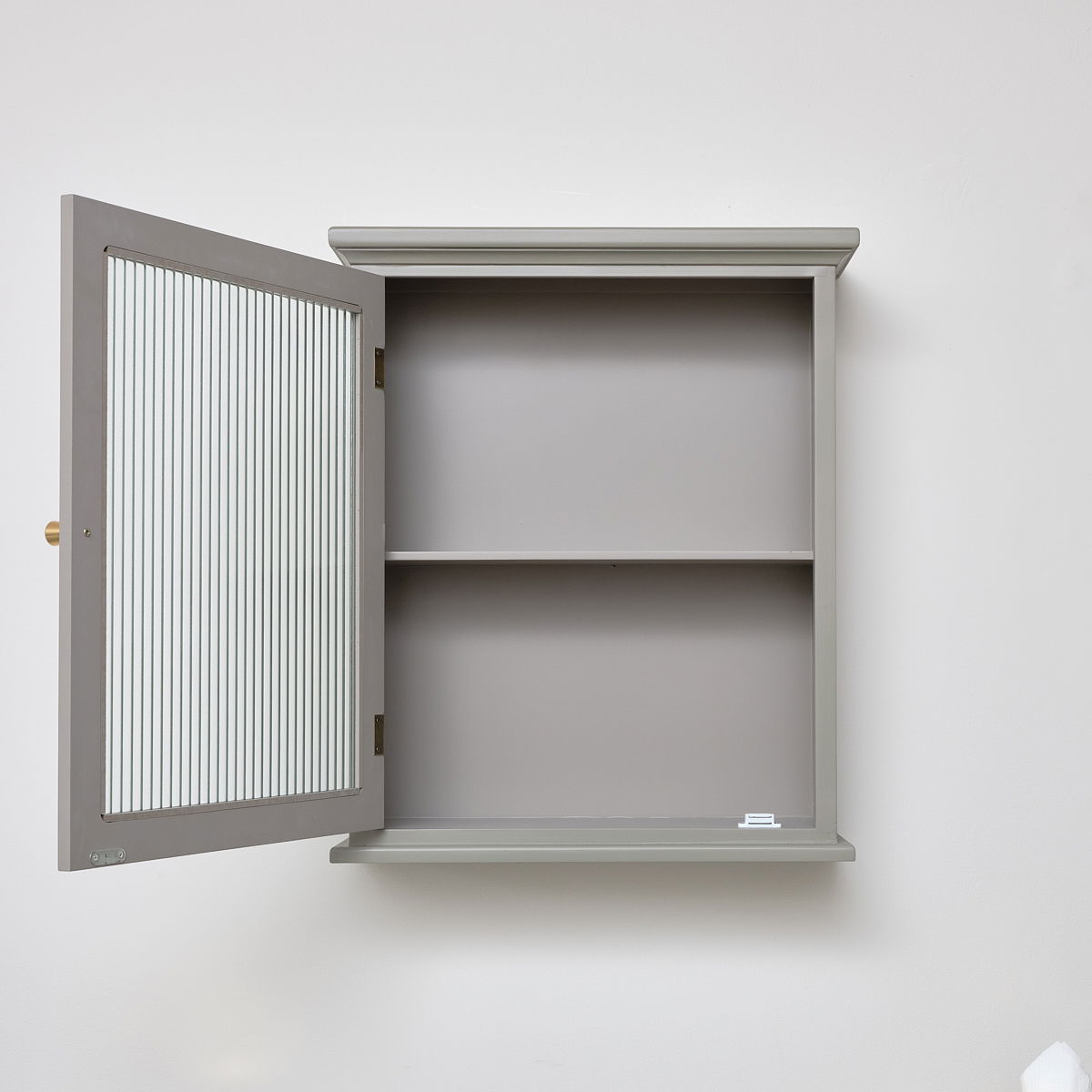 Taupe Reeded Glass Fronted Wall Cabinet | Melody Maison